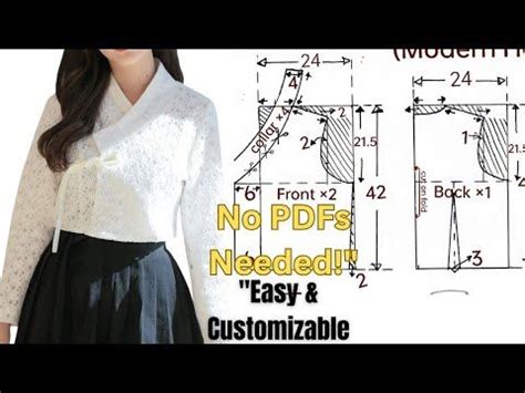 “diy Hanbok Blouse Pattern Draft Your Own Modern Fit Sizes 3662” Dress Sewing Tutorials