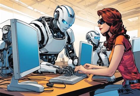 Premium Ai Image Robot Assisting In The Office Ai Generated