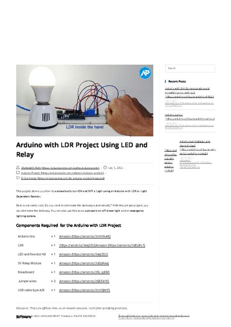 Arduinowith LDRProject Using LEDand Relay Automaticon Off Light Terms And