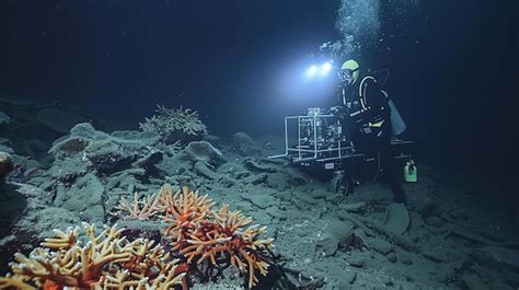Underwater Exploration With A Diver And Equipment Premium Ai