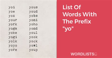 List Of Words With The Prefix Yo