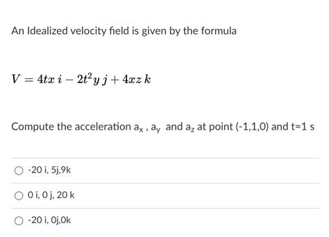 Solved An Idealized Velocity Field Is Given By The Formula V Chegg