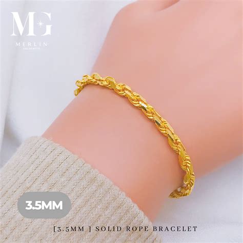 916 Gold 35mm Solid Rope Bracelet 16gm Merlin Goldsmith