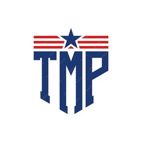Premium Vector Patriotic Tmp Logo With Star And American Flag Straps Letter Tmp Logo With Usa Flag