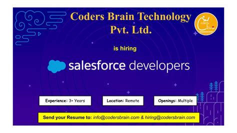 Codersbrain On Linkedin Salesforcedeveloper Urgent Opening