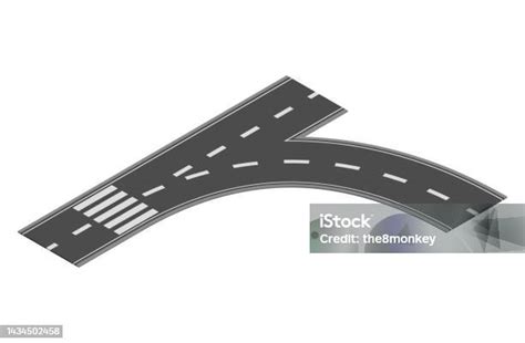 고속도로 도시 스트리트 맵 교통 생성을위한 아이소메트릭 도로 요소 곡선과 십자가가있는 도로 및 경로의 아스팔트 부분 감시에 대한