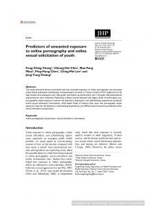 Predictors Of Unwanted Exposure To Online Pornography And Online Sexual Solicitation Of Youth