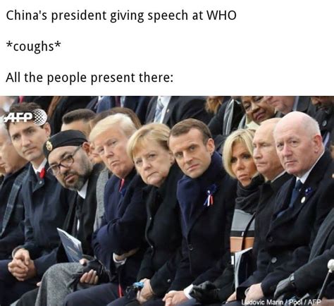 Chinas President Giving Speech At Who Coughs All The People Present