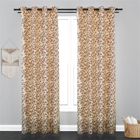 Cairo Floral Leaf Design Polycott Fabric Curtain Color Light Brown At Best Price In Thane