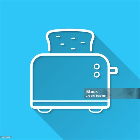 토스터 파란색 배경에 아이콘 긴 그림자가 있는 평면 디자인 3차원 형태에 대한 스톡 벡터 아트 및 기타 이미지 3차원 형태 가정 생활 가정 주방 Istock