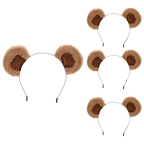Beviliu 4 Count Brown Bear Ears Cute Headband Fluffy