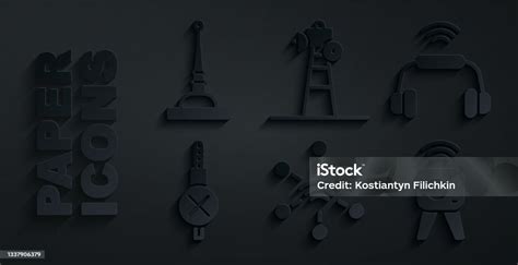 네트워크 설정 스마트 헤드폰 시스템 아니 오디오 잭 웹 카메라 위성 접시와 안테나 아이콘 벡터 3차원 형태에 대한 스톡 벡터 아트 및 기타 이미지 Istock