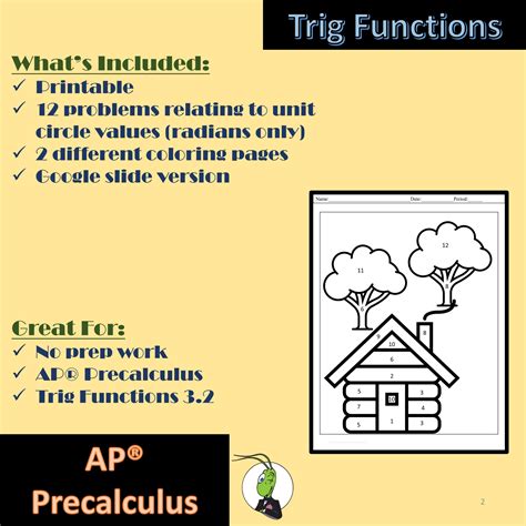 Ap Precalculus Sine Cosine And Tangent Color By Number Activity 3 2 Made By Teachers