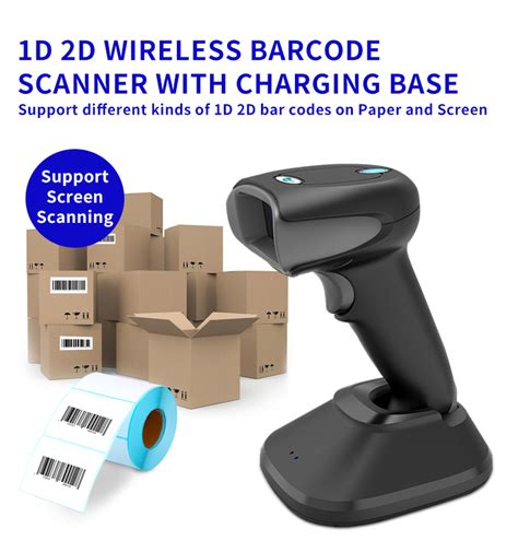 D D Wireless Long Distance Handfree Portable Cordless Image Barcode Scanner Reader With
