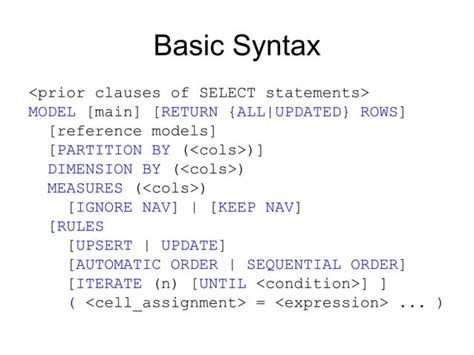 Oracle Sql Model Clause Ppt Databases Computer Software And