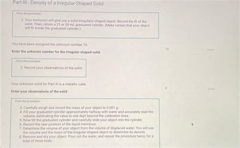 Solved Part II Density Of A Regularly Shaped Solid From Chegg