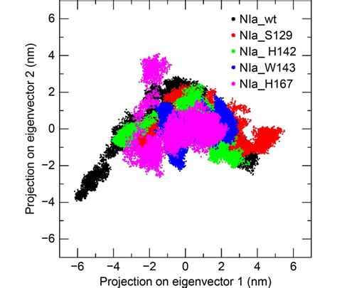 Essential Dynamics 2d Projection Of Individual Trajectories With Their Download Scientific
