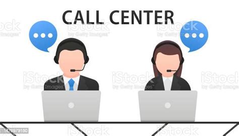 통화 처리 센터 도움말 지원 및 연락처 헤드폰으로 일하는 남성과 여성 콜센터 고객 서비스 콜센터 운영자 콜센터 서비스 업무의 성격 벡터 그림 사람들에 대한 스톡 벡터 아트