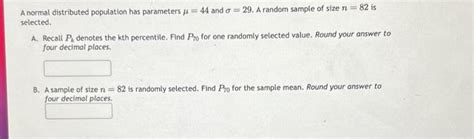 solved a normal distributed population has parameters μ 44