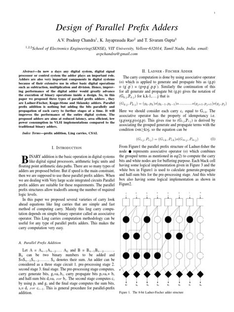 Design Of Parallel Prefix Adders Pdf Pdf Arithmetic Digital