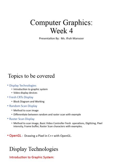 computer graphics week 4 presentation by ms ifrah mansoor pdf
