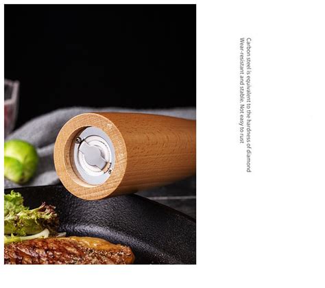 Badu Bg Мелничка за сол и черен пипер мелница за пипер за подправки от масивно дърво със здрава