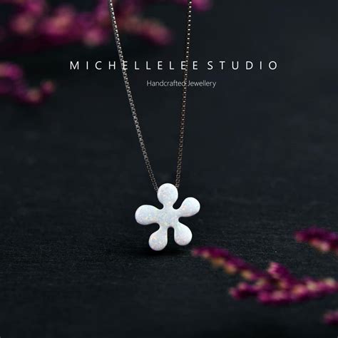 Dainy Opal Flower Necklace White Flora Opal Necklace With Sterling
