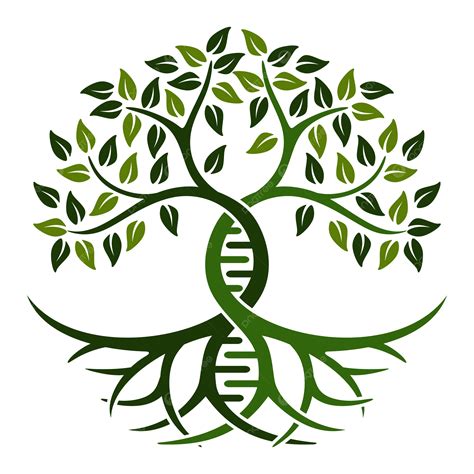 Dna Tree Logo Design With Roots Vector Dna Tree Tree Logo Vector