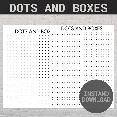 Dots And Boxes Game Printable Dots Game Classic Board Game