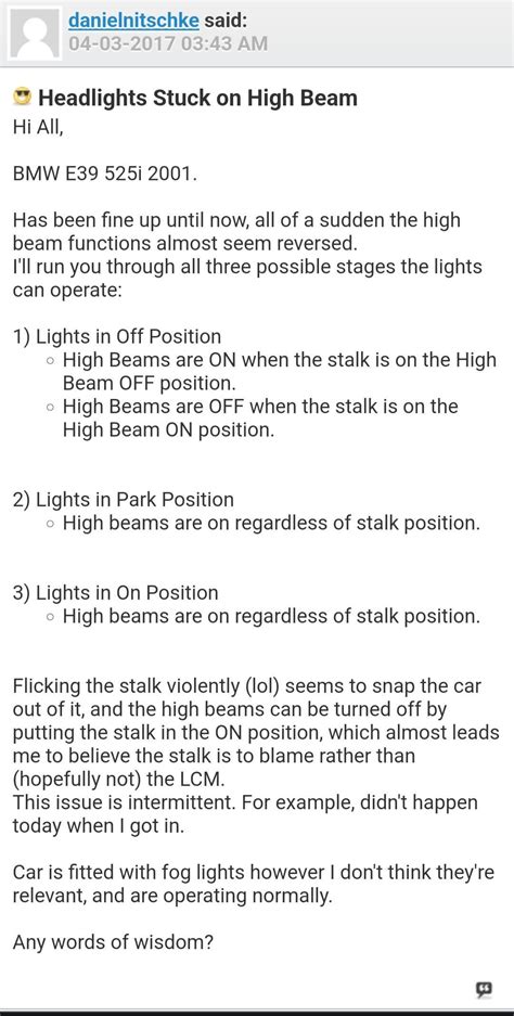 Lcm Failure High Beams Working In Reverse Re39
