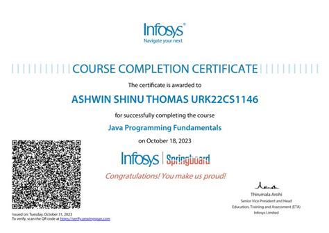 ashwin shinu thomas on linkedin infosys javaprogramming programmingfundamentals