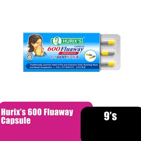 Hurixs 600 Fluaway Capsule For Flu Nasal Congestion Relief Cough