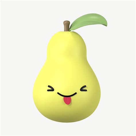 3d Playful Face Pear Emoticon Premium Psd Rawpixel