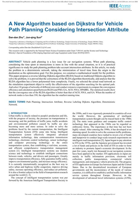 Pdf A New Algorithm Based On Dijkstra For Vehicle Path Planning Considering Intersection Attribute