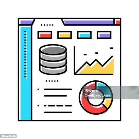 Database Dashboard Color Icon Vector Illustration Stock Illustration