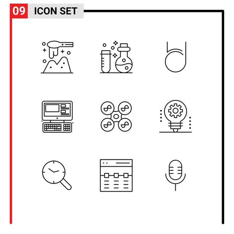 Outline Pack Of 9 Universal Symbols Of Fly Education Bit Deal System Computer Editable Vector