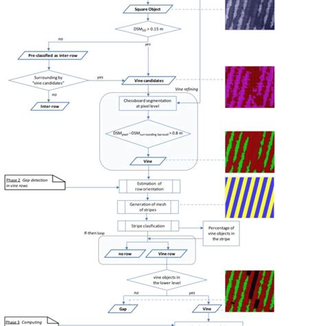 flowchart and graphical examples of the object based image analysis