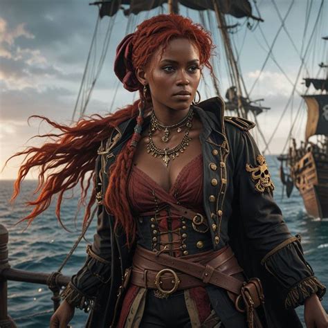 Dark Skin Red Hair Woman Pirate In 2025 Girl Pirates Character