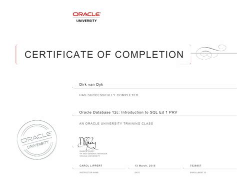 Pdf Oracle Database 12c Introduction To Sql Ed 1 Prv Certificate