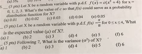 solved a 5 6 6 5 pts let x be a random variable w