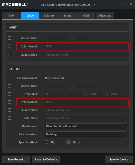 Use USB Capture Utility V To Set Color Format Magewell