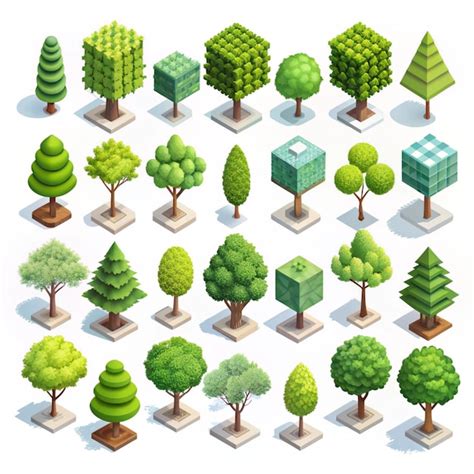 Isometric Trees Premium Ai Generated Image