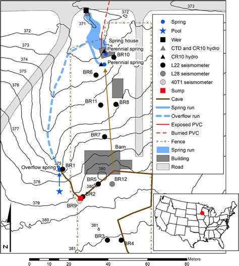 Instrument Network Layout Near Bear Spring Mn To Observe Karst
