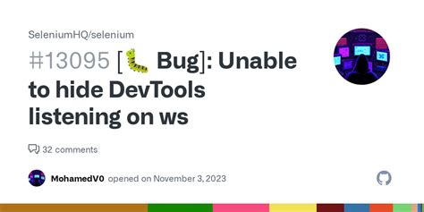 🐛 Bug Unable To Hide Devtools Listening On Ws · Issue 13095