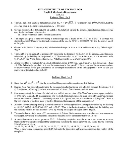 problem sheet 1 2 pdf measurement density