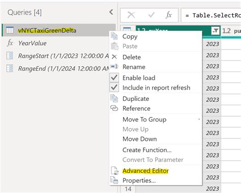 Incremental Refresh For Power Bi Datasets Based On A Numeric Column Year Working With Parquet