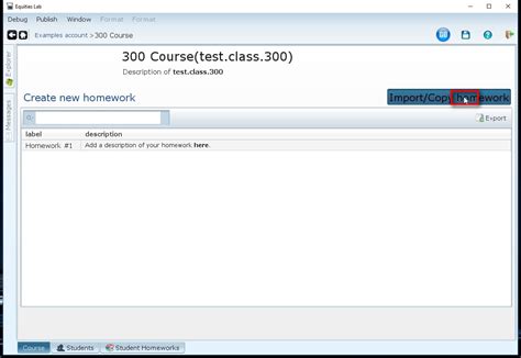 Importing Assignments University Series Equities Lab