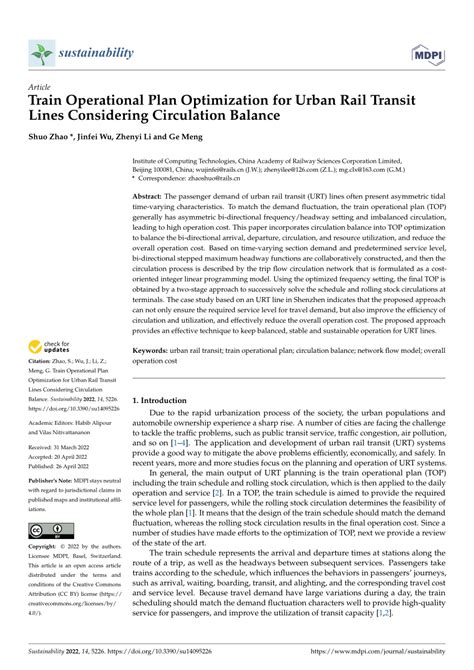 Pdf Train Operational Plan Optimization For Urban Rail Transit Lines