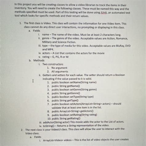 This Project You Will Be Creating Classes To Allow A