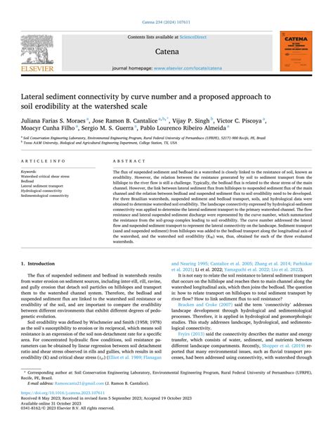 Pdf Lateral Sediment Connectivity By Curve Number And A Proposed